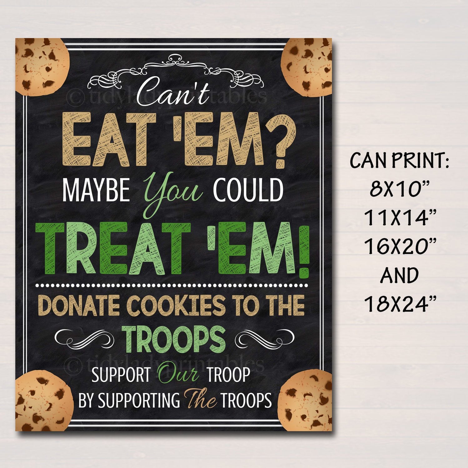 Cookie Booth Sign, If You Can't Eat 'Em Treat 'Em, Donate Cookies For ...