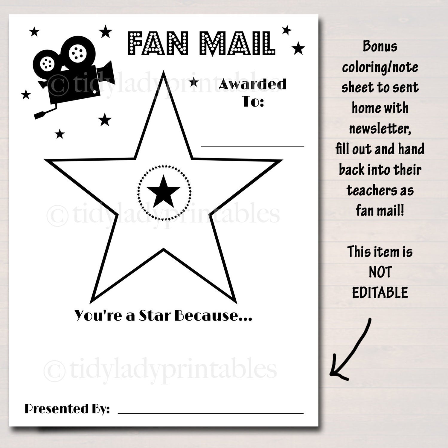 Hollywood Teacher Appreciation Staff Printable | Fan Mail — TidyLady ...