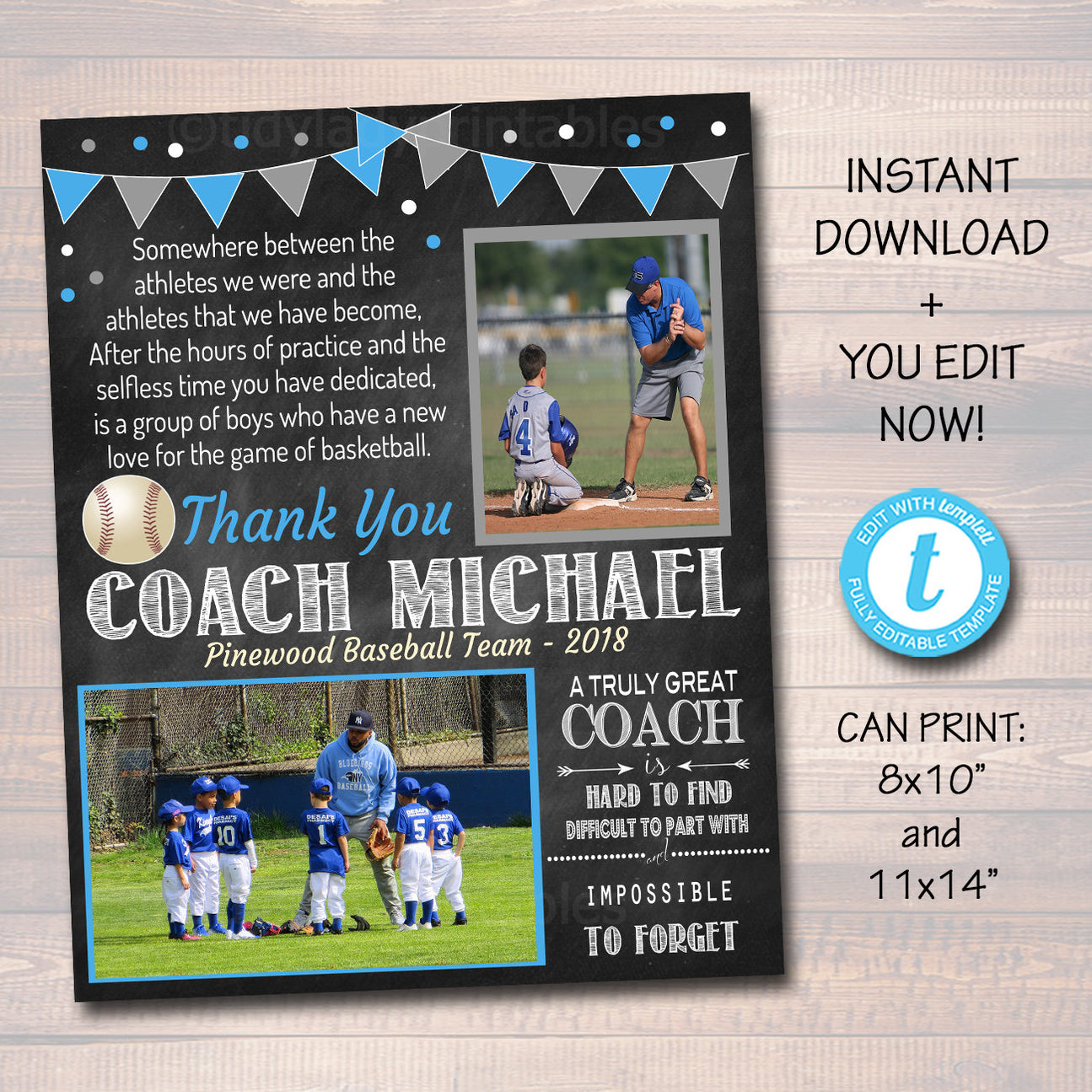 Baseball Coach Gift, Coach Award, Softball Team Gift, End of Season Ba ...