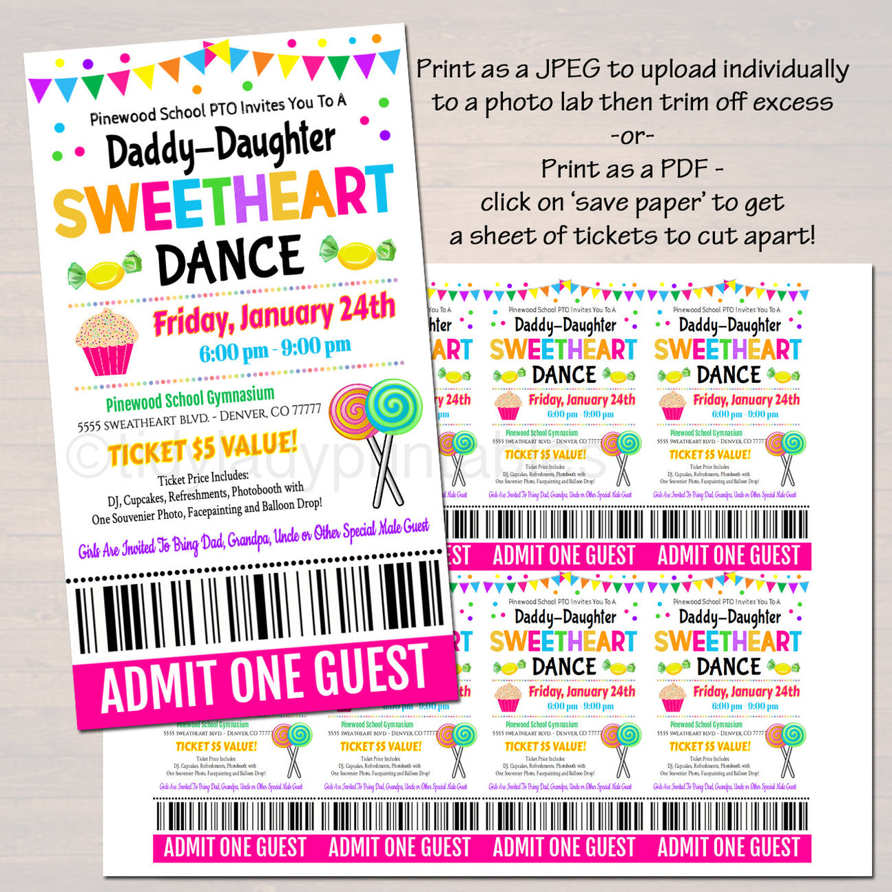Daddy Daughter Candy Themed Sweetheart Dance, School Dance Flyer Party ...