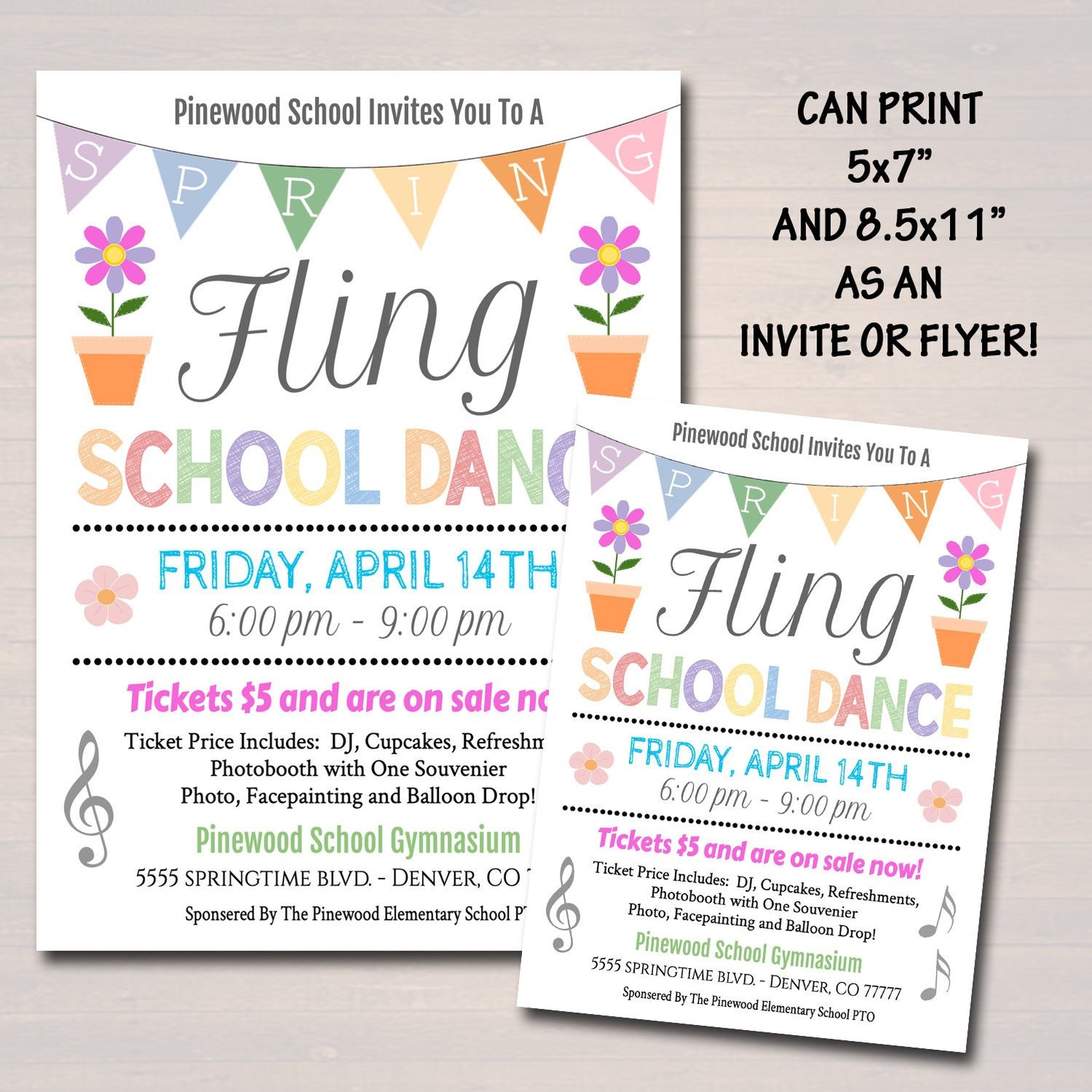 Spring Fling School Dance Set, Invitation, Flyer Party Invitation East ...
