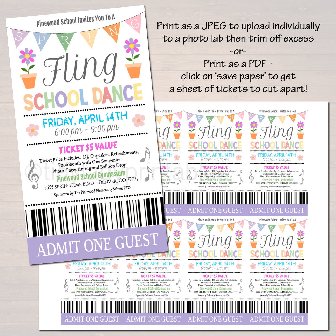 Spring Fling School Dance Set, Invitation, Flyer Party Invitation East ...
