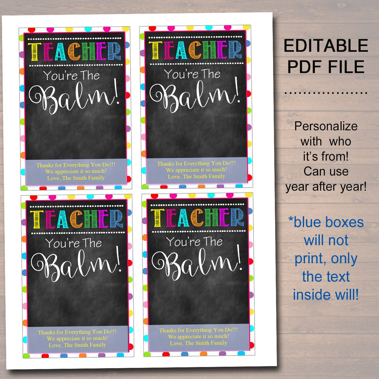 End of School Year Teacher Appreciation Printable Gift Tag — TidyLady ...
