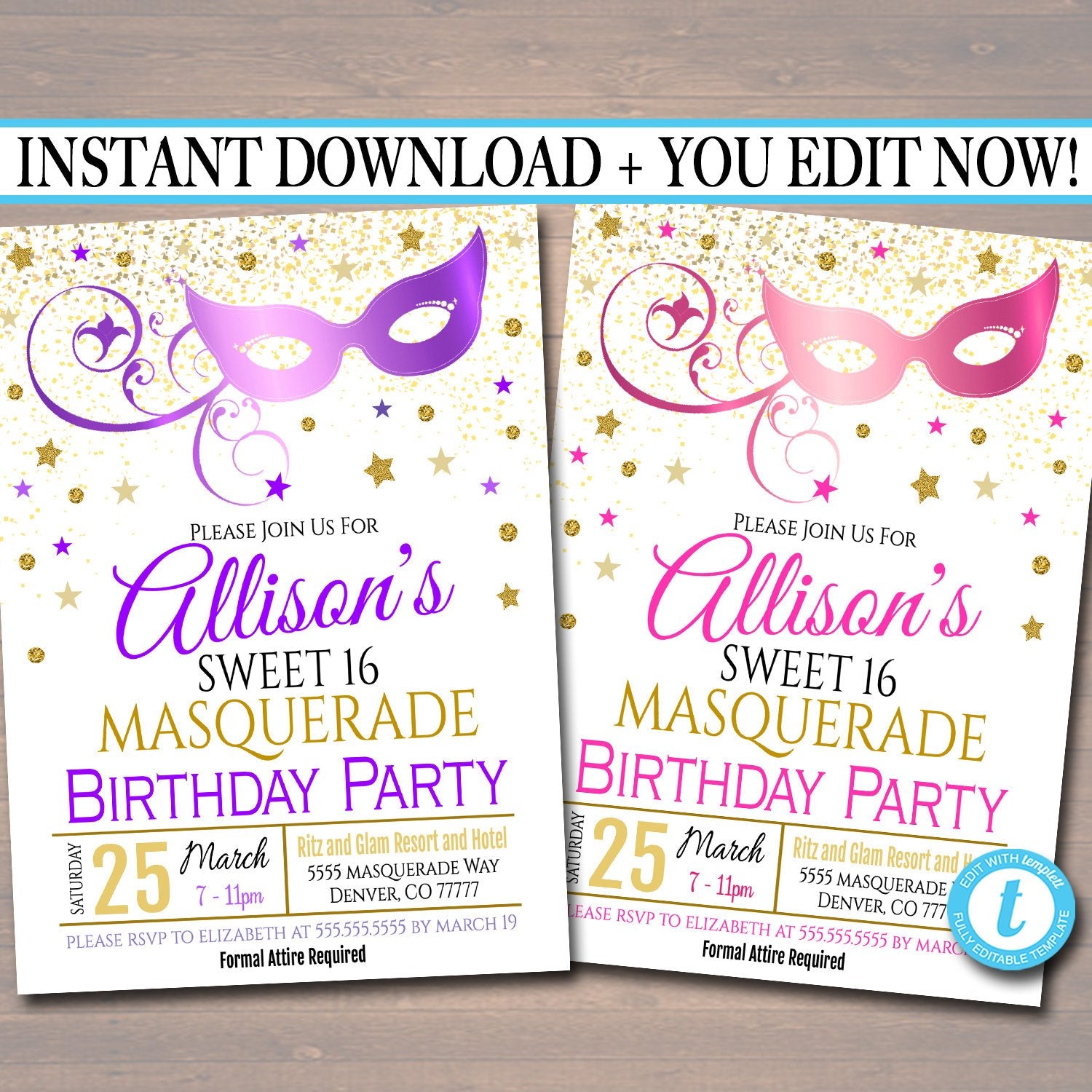 Mask Party Invitation Card