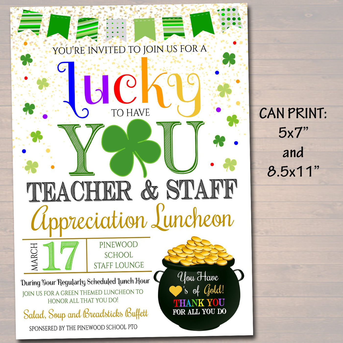 St. Patricks Day - Teacher Appreciation Luncheon Invitation — TidyLady ...
