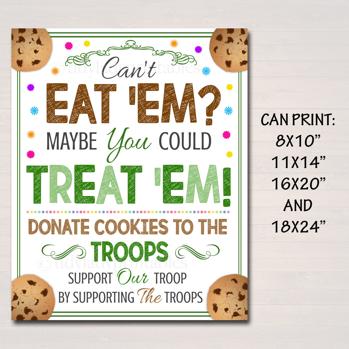 Cookie Booth Sign, If You Can't Eat 'Em Treat 'Em, Donate Cookies For ...