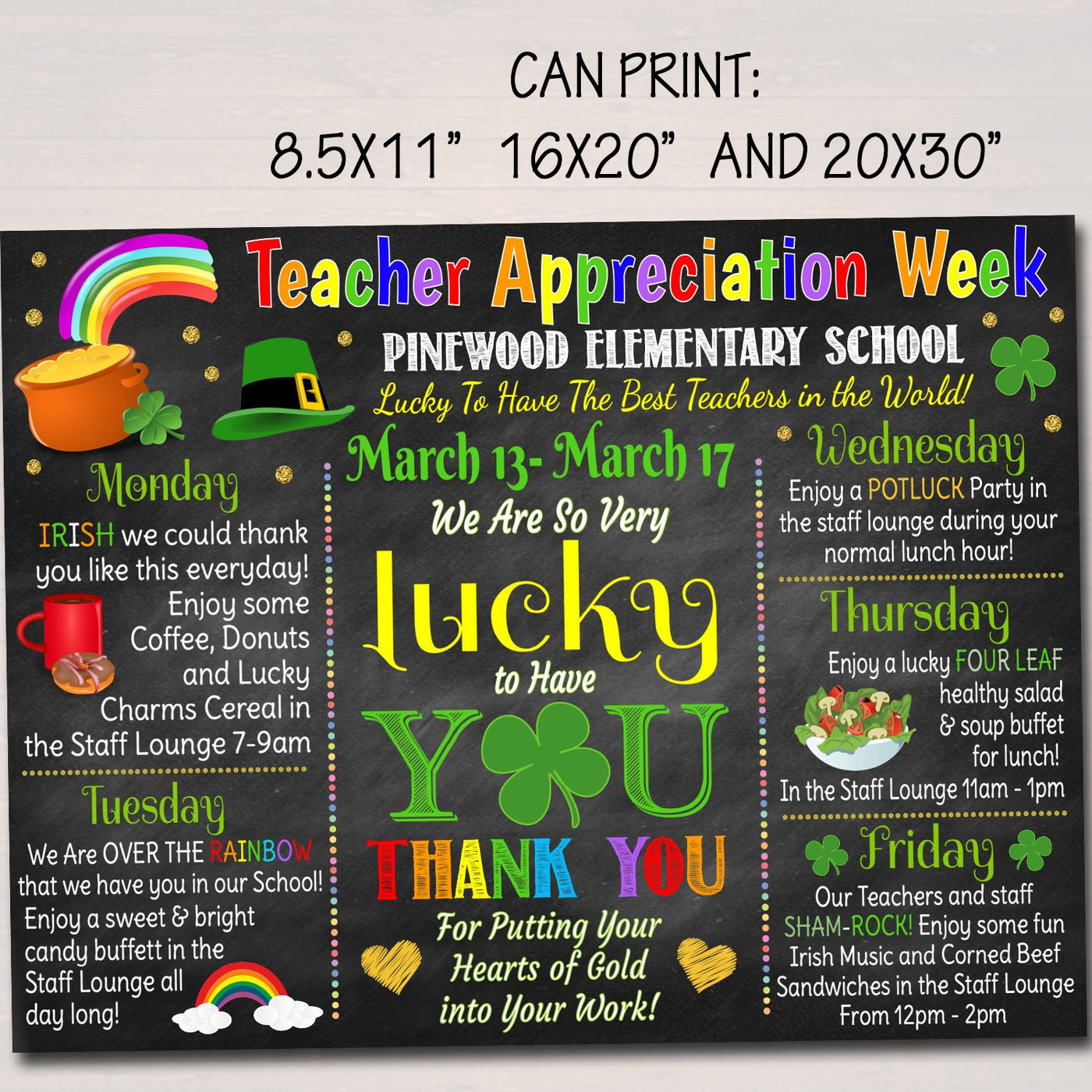 St. Patricks Day Theme Teacher Appreciation Week Printable — TidyLady ...