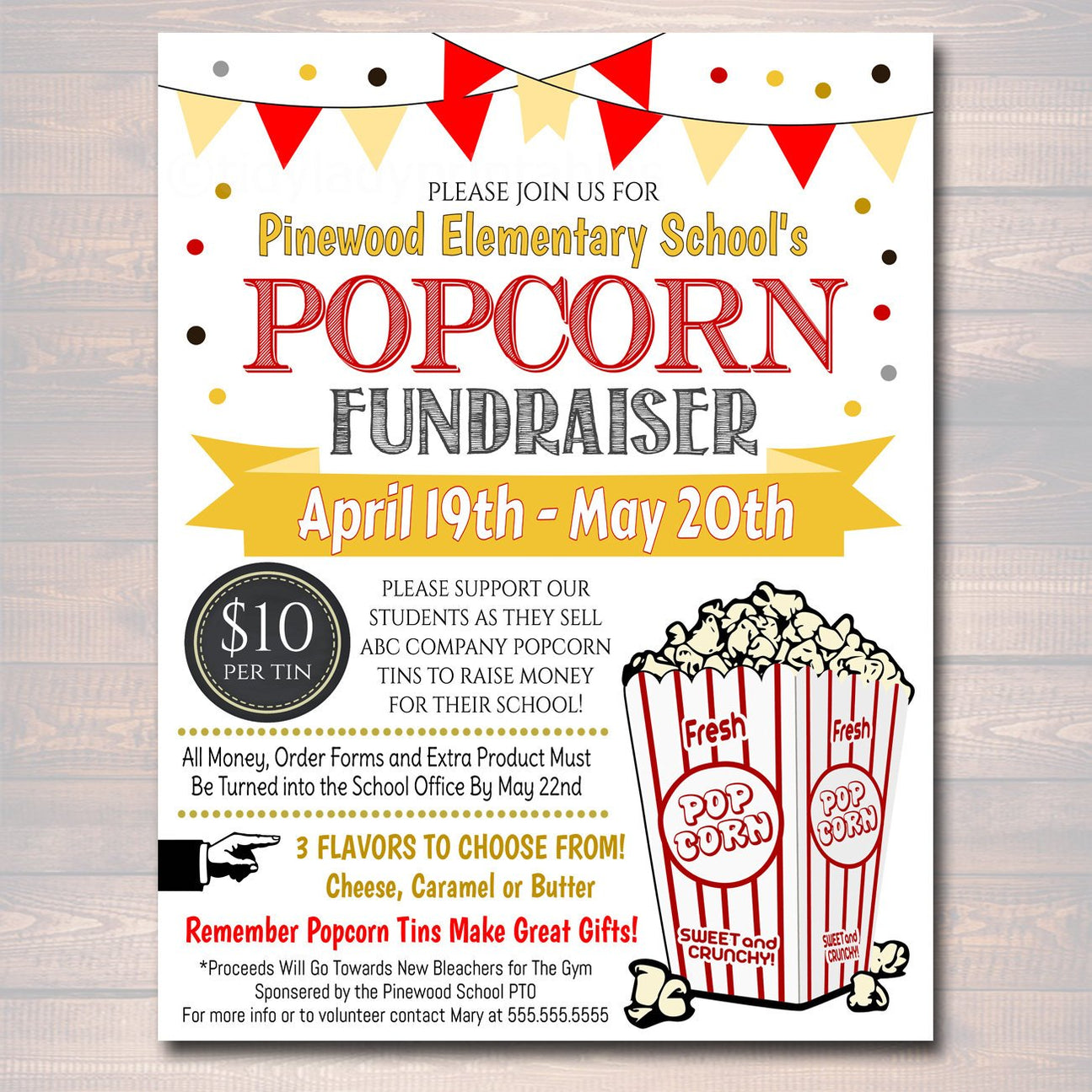 School Popcorn Fundraiser Event Flyer | TidyLady Printables