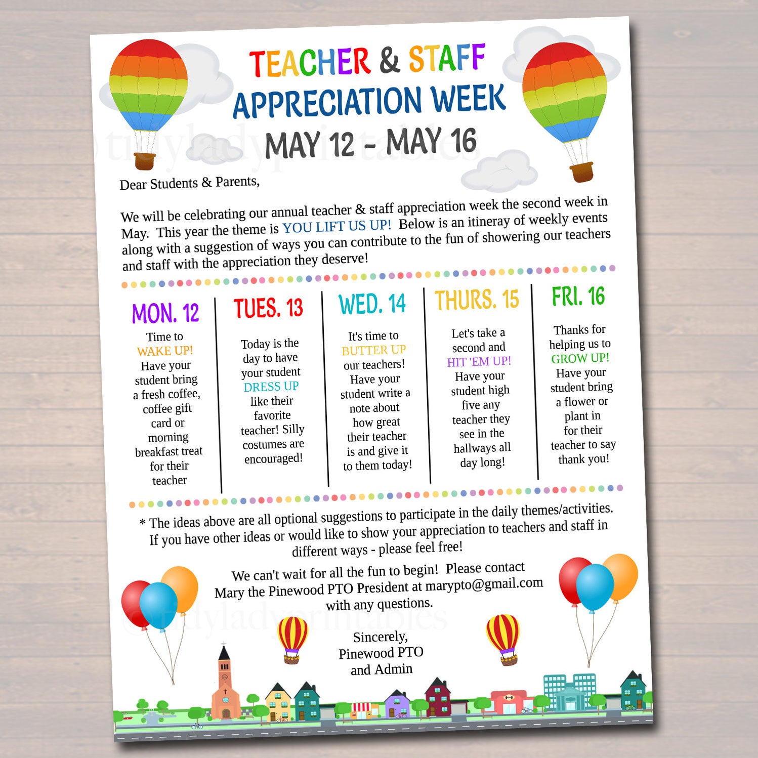 Up Theme Teacher Appreciation & Staff Printable Newsletter — TidyLady ...