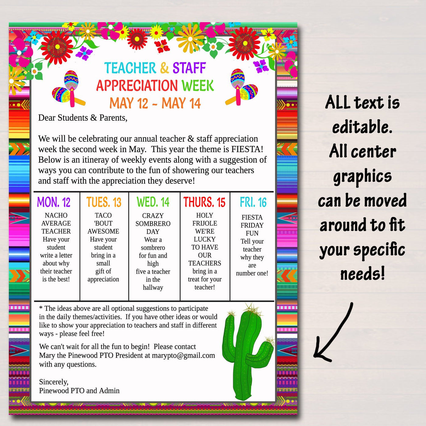 Fiesta Teacher & Staff Appreciation Invitation Newsletter — TidyLady ...