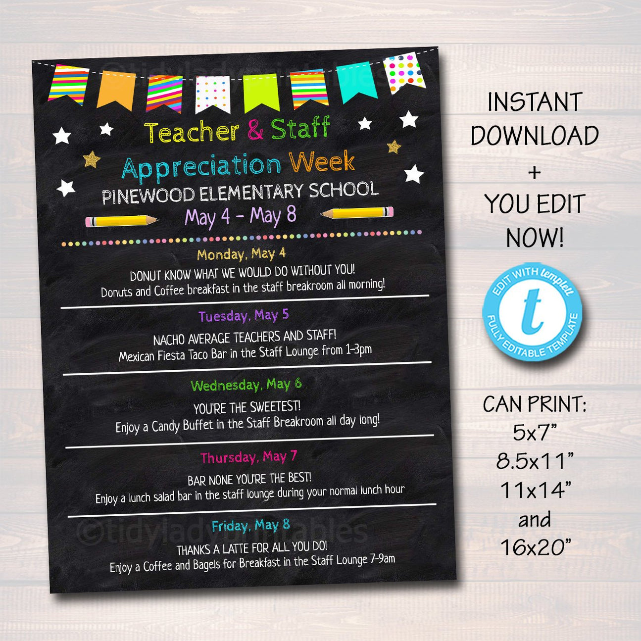 Teacher Appreciation Week Schedule Of Events Printable — TidyLady ...