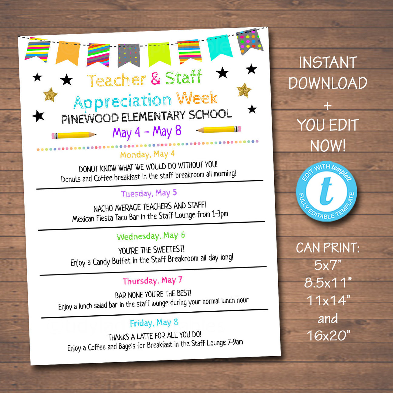 Teacher Appreciation Week Schedule Of Events Printable — TidyLady ...