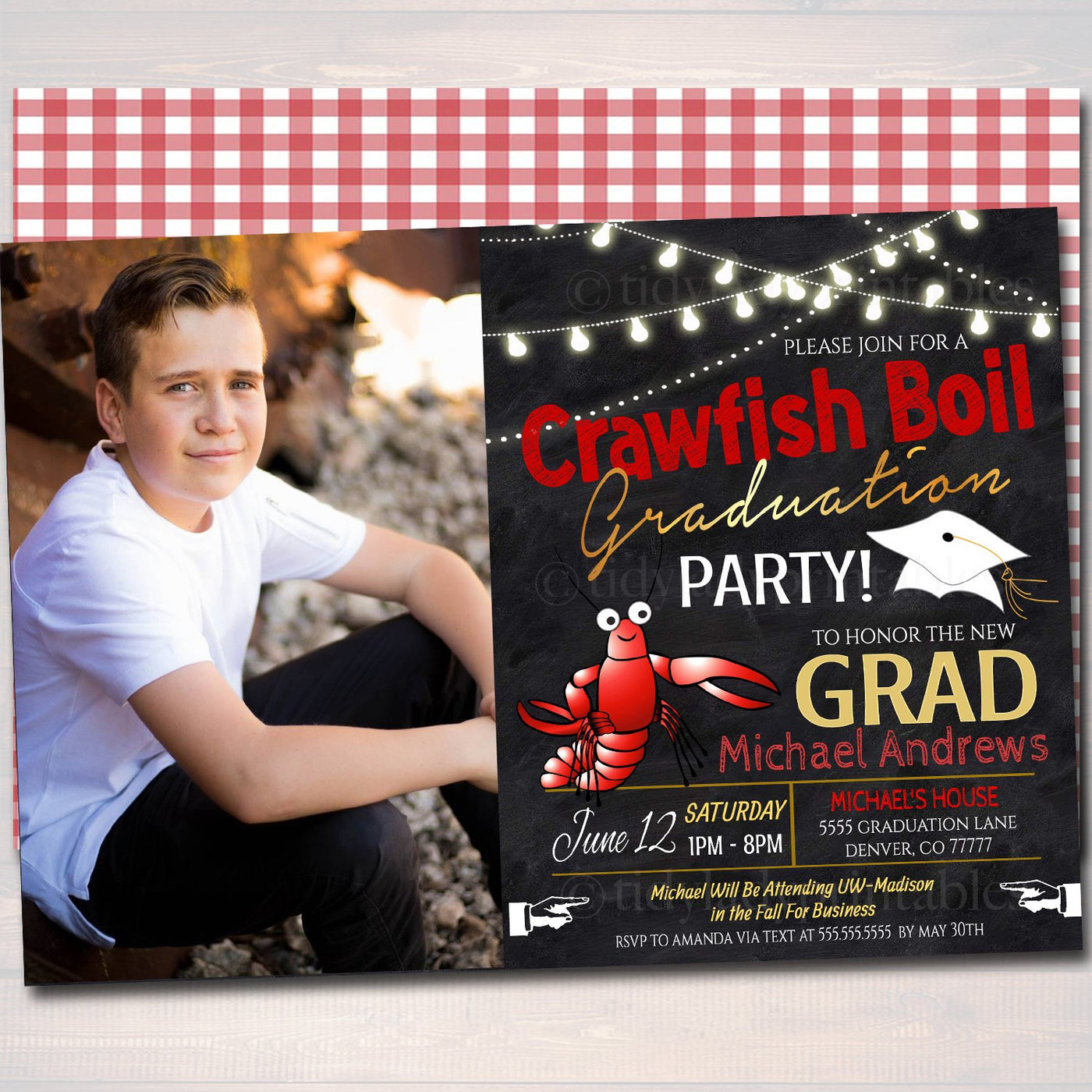Graduation Crawfish Boil Invitation | TidyLady Printables
