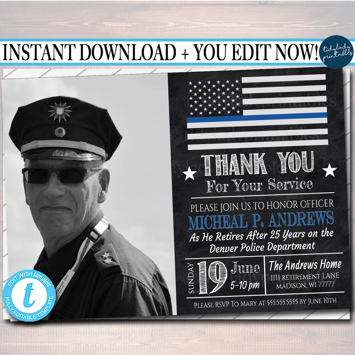 Police Retirement Invitation | TidyLady Printables