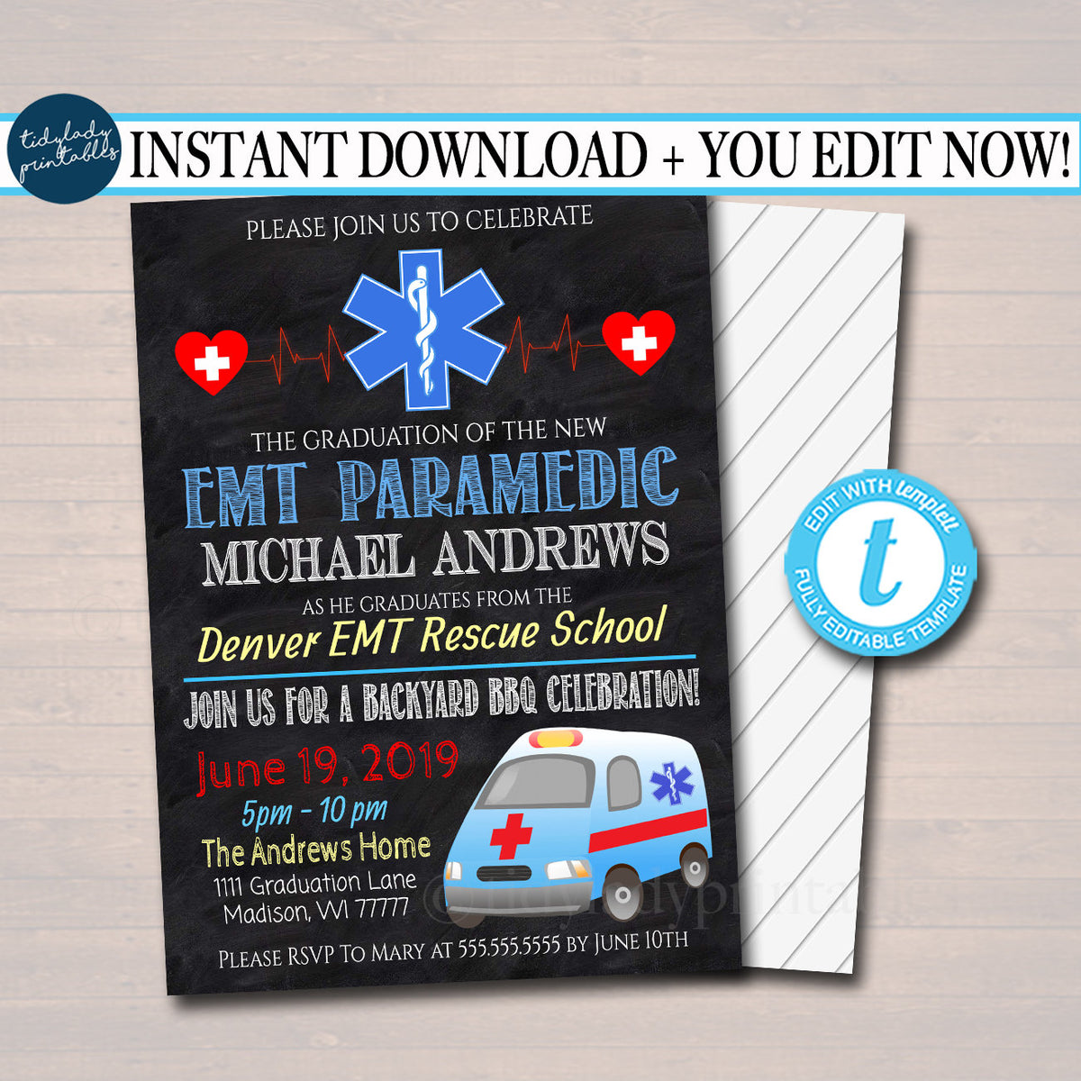 Paramedic Graduation Invite | TidyLady Printables