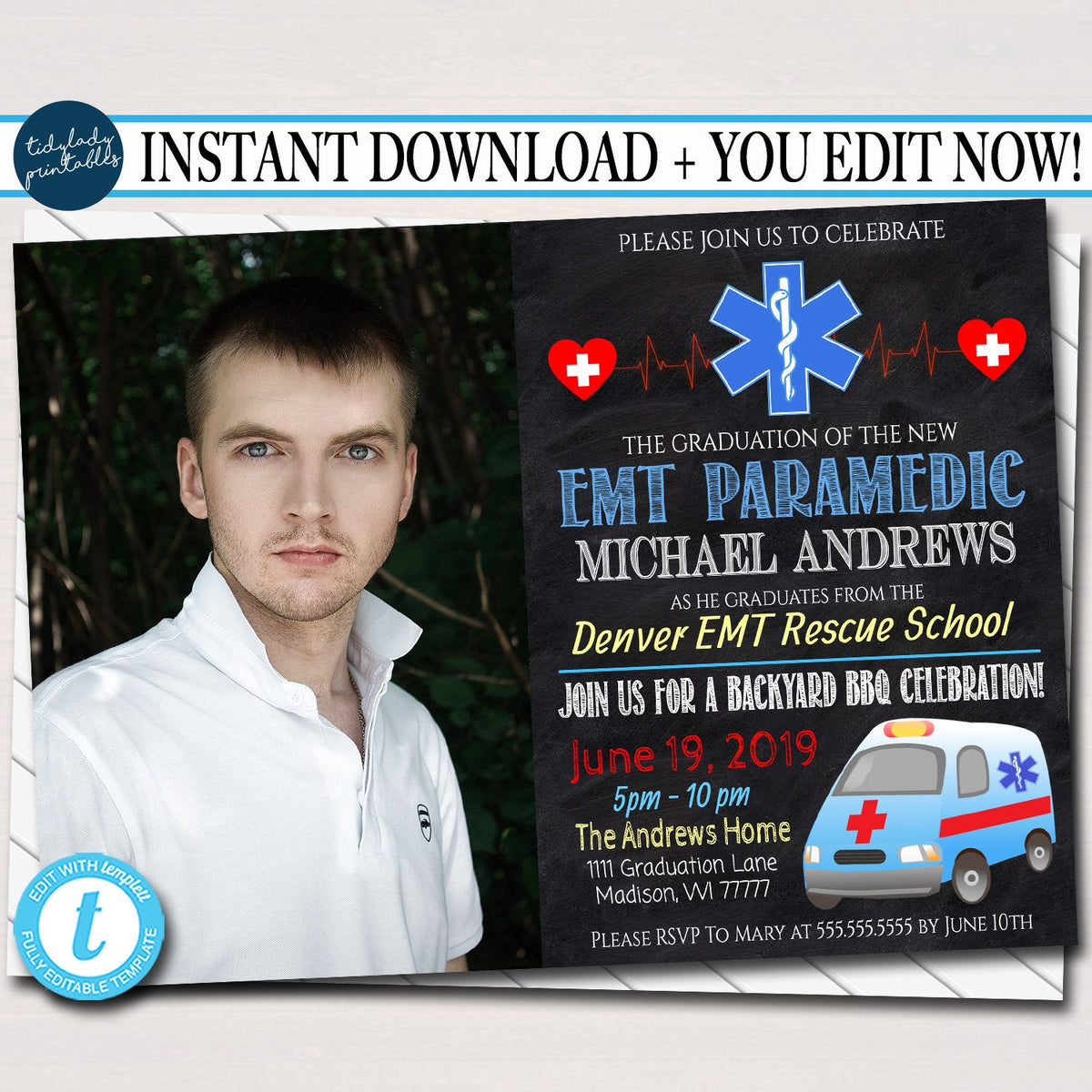 Paramedic Graduation Invite | TidyLady Printables