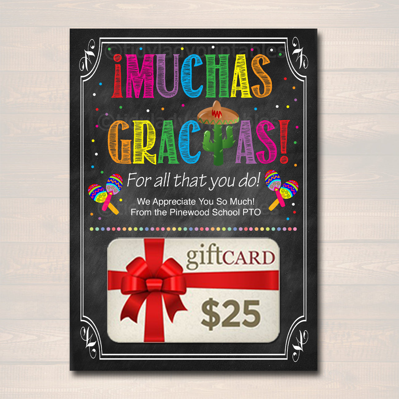 Fiesta Theme Gift Card Holder Printable Teacher Appreciation — TidyLady ...