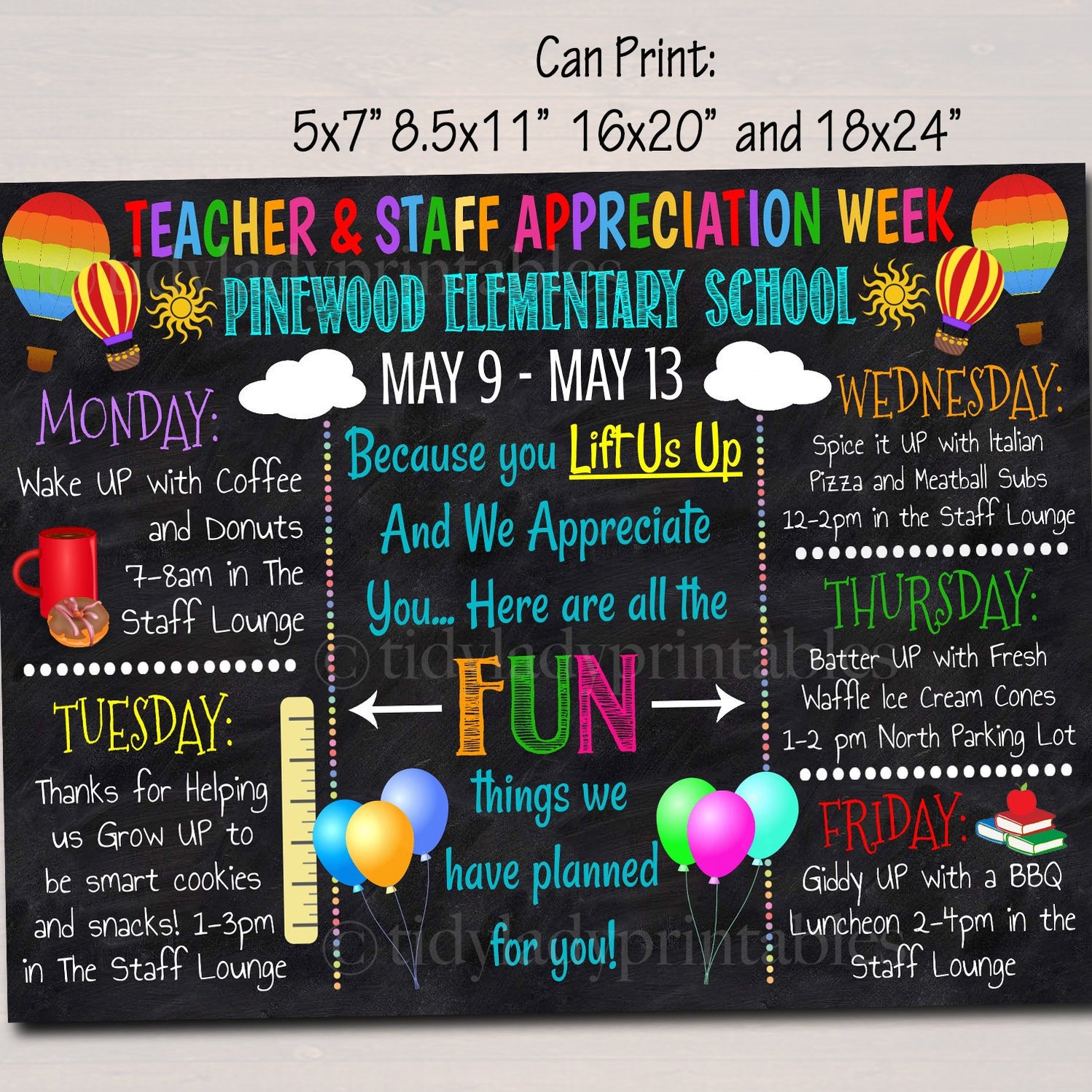 Lift Us Up Theme - Teacher Appreciation Week Events Poster — TidyLady ...
