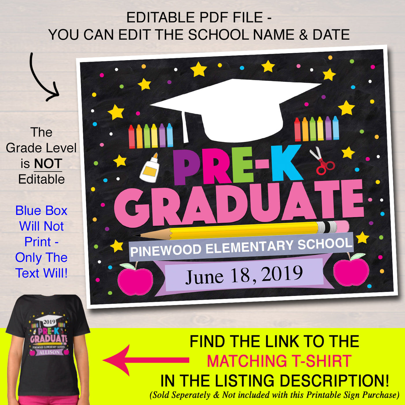 Pre-K Graduation Sign Last Day Of School Printable — TidyLady Printables