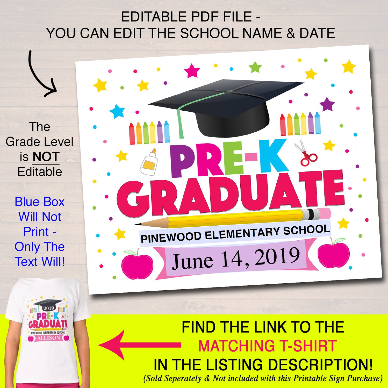 Last Day Of PreK Graduation Photo Sign | TidyLady Printables