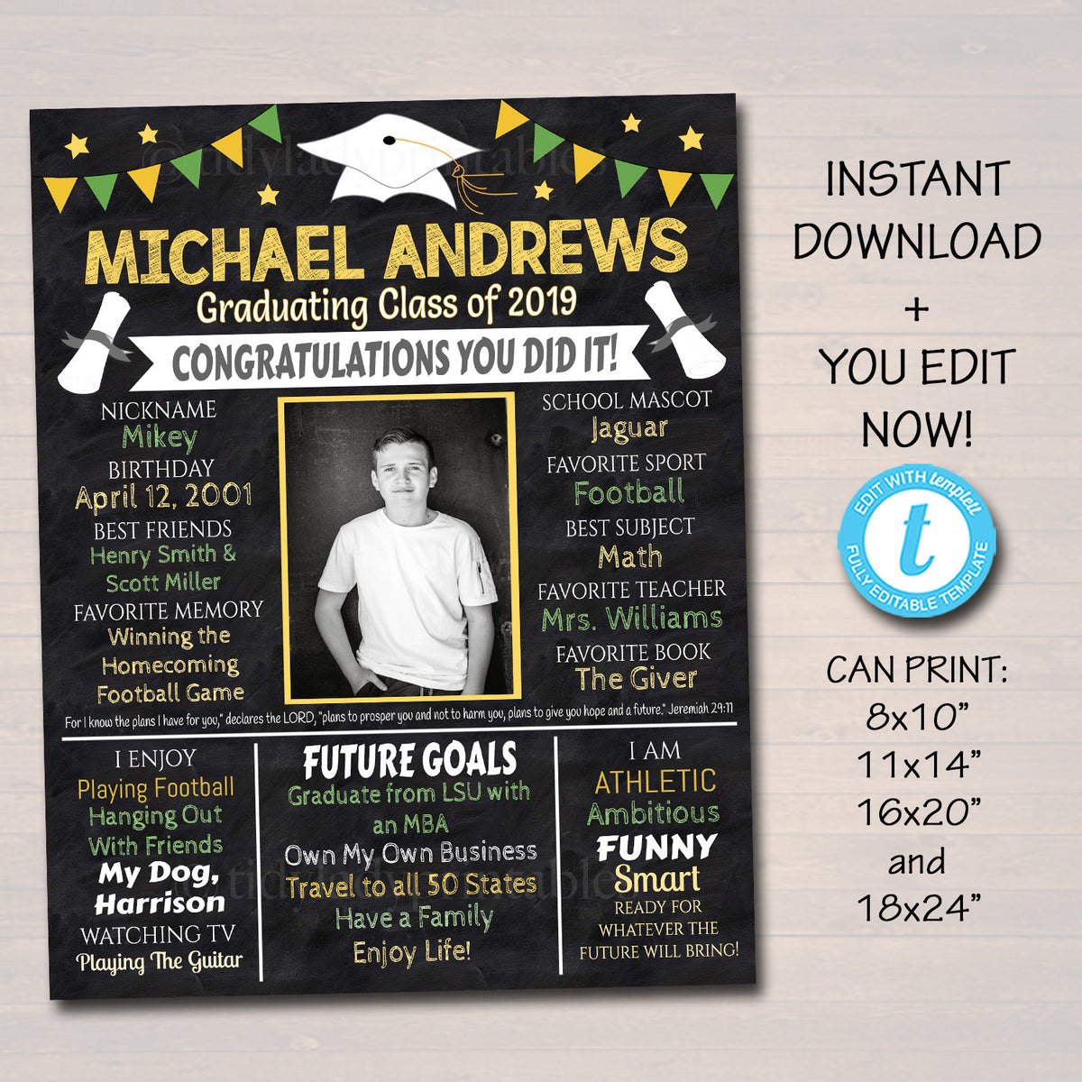 Religious Graduation Chalkboard Poster | TidyLady Printables