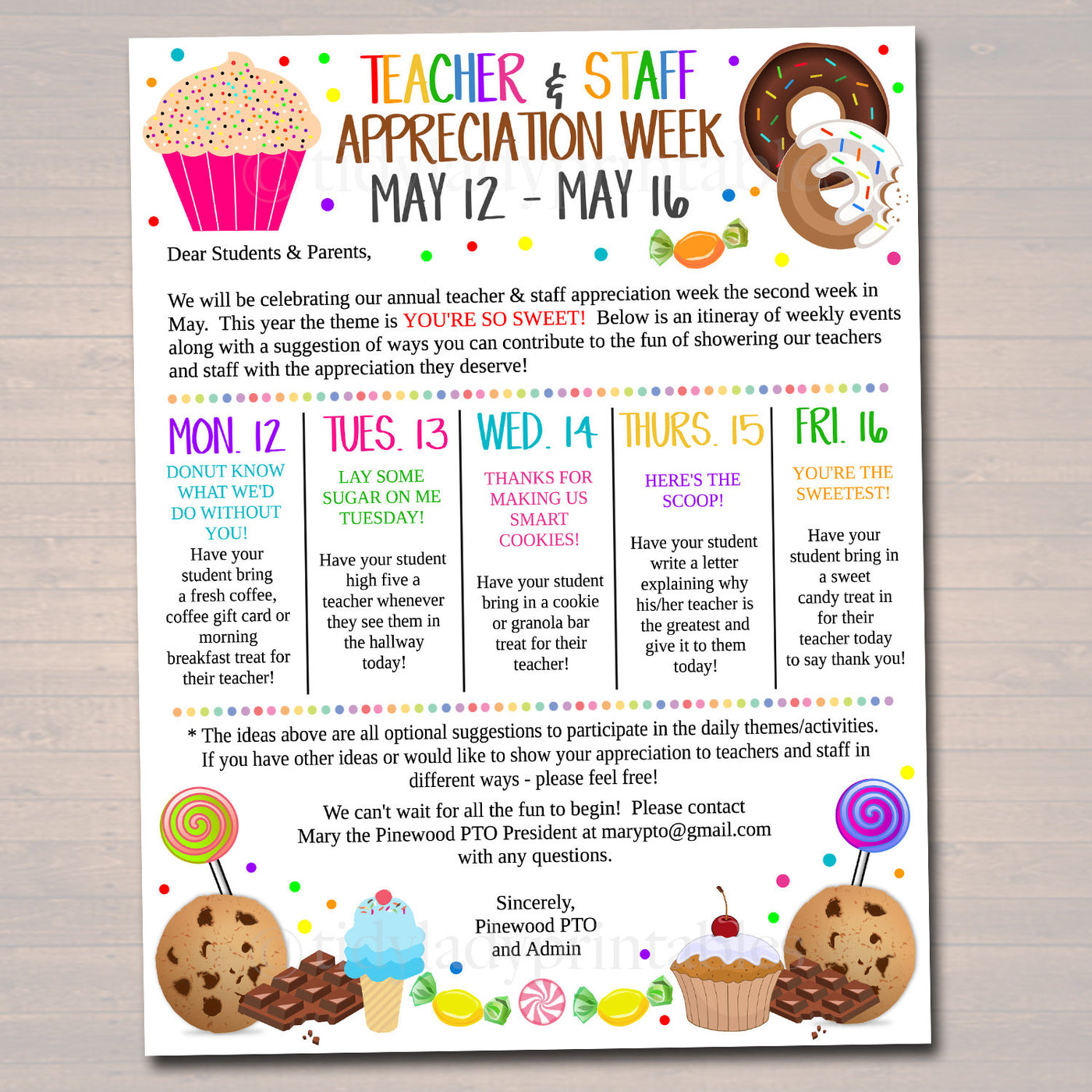 Sweet Candy Theme Teacher Appreciation Invitation Printable — TidyLady ...