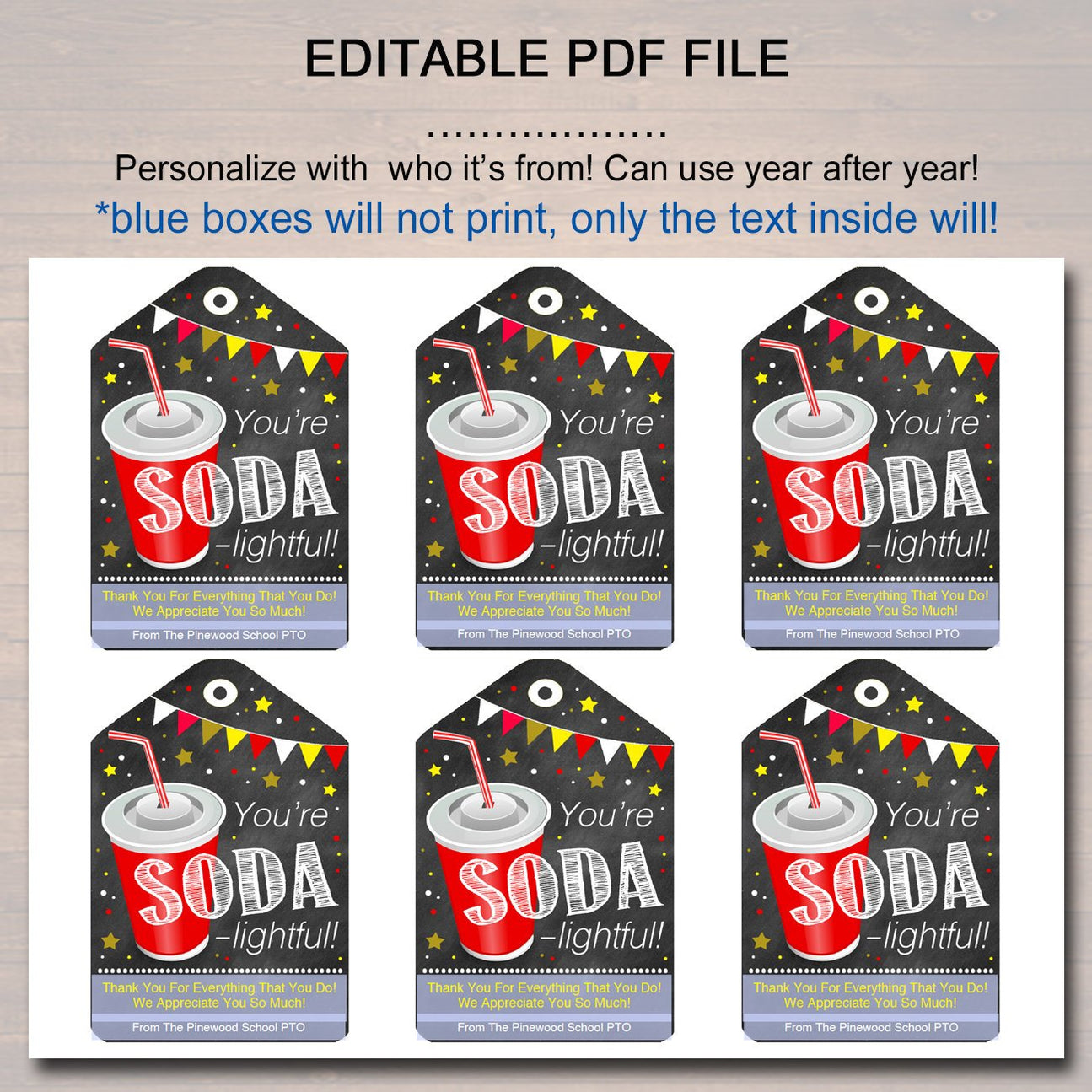 Teacher And Staff Appreciation Soda Thank You Tag Printable — TidyLady ...