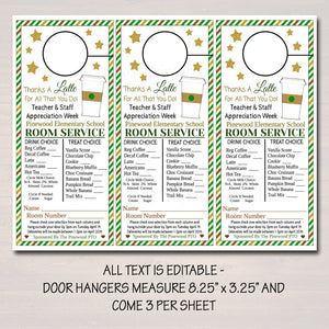 Coffee Cart Room Service Door Hanger Appreciation Printable — TidyLady ...