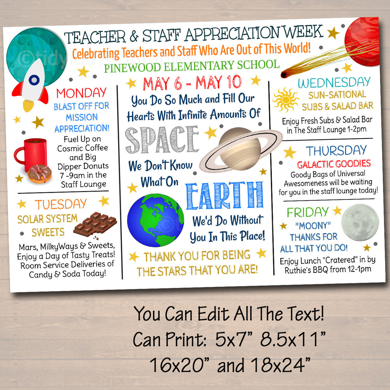 Space Theme Teacher Appreciation Week Event Poster Printable — TidyLady ...