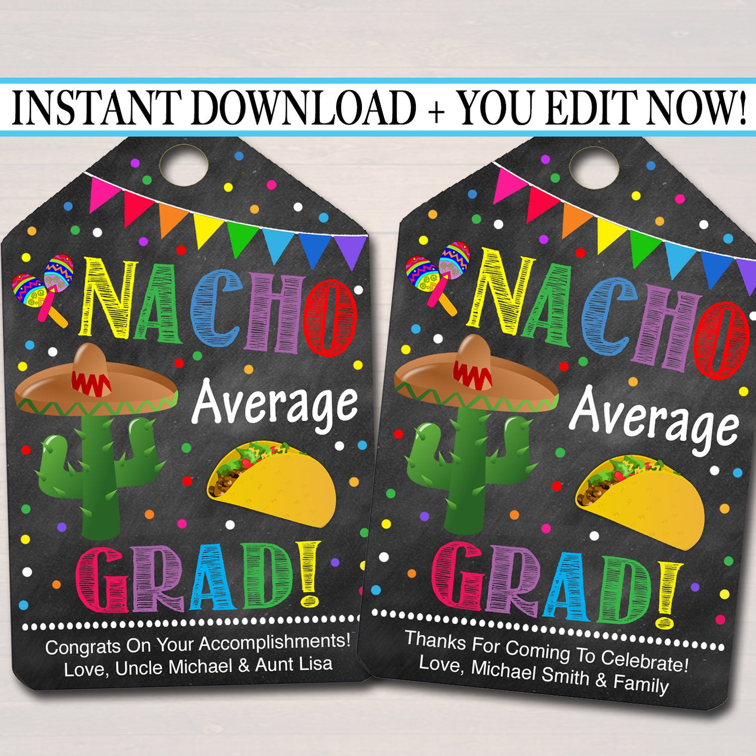 Nacho Average Grad Gift Tag | TidyLady Printables