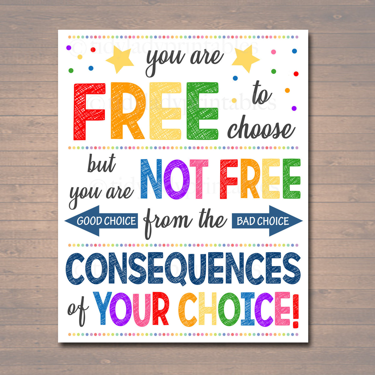 Consequences Classroom decor Poster | TidyLady Printables