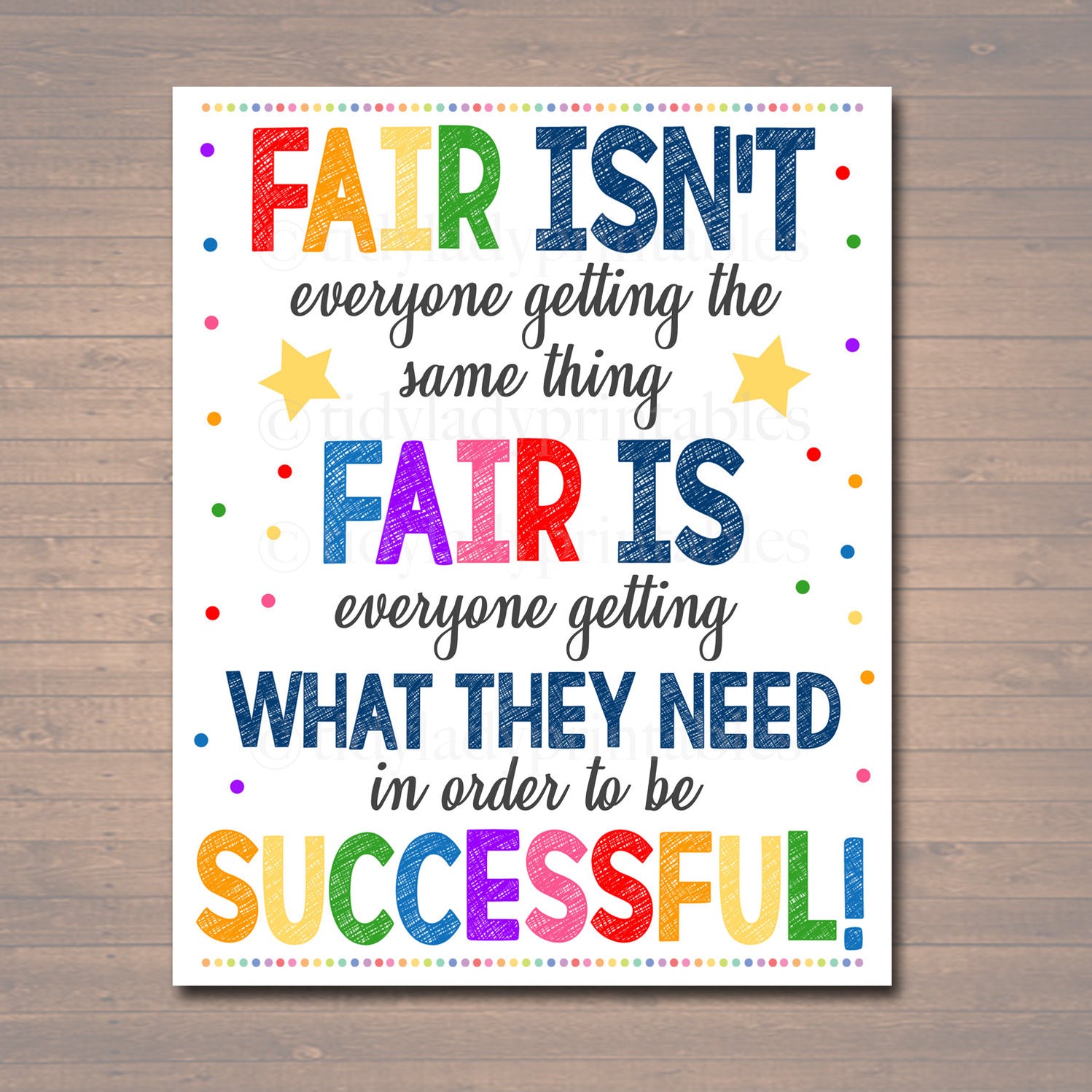 Fairness Equality Classroom Poster | TidyLady Printables