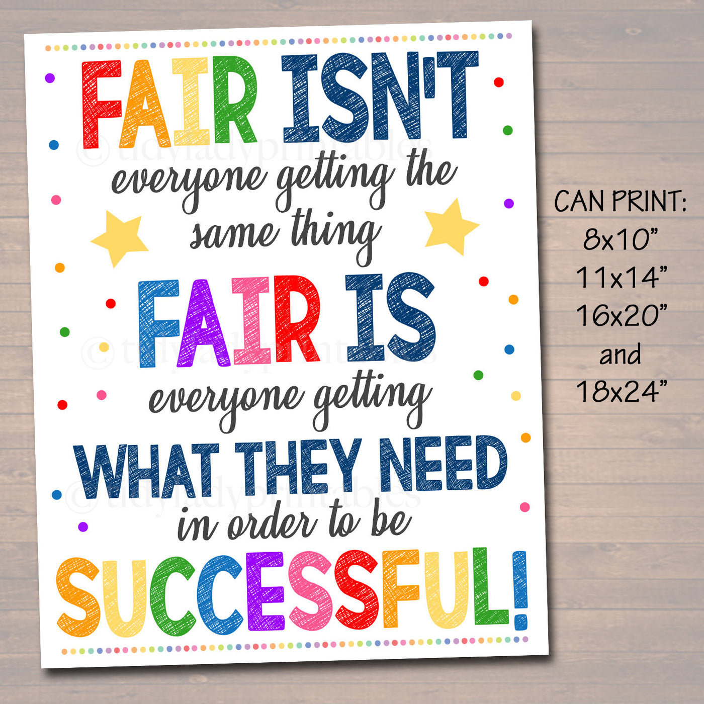Fairness Equality Classroom Poster | TidyLady Printables