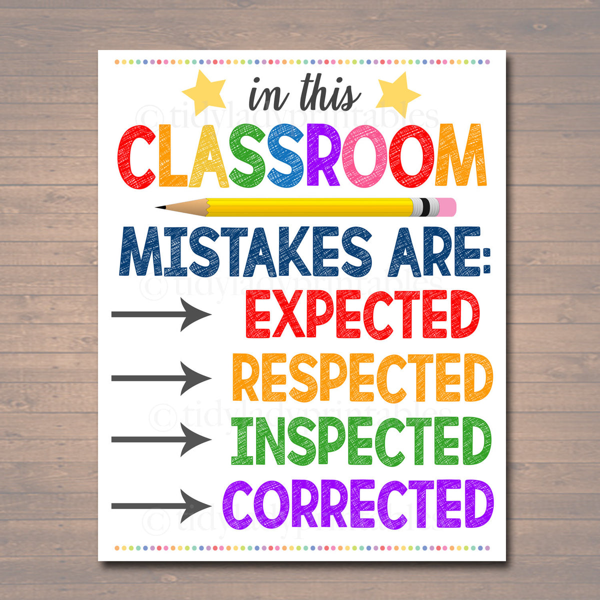 Mistakes Are Expected Classroom Poster — TidyLady Printables
