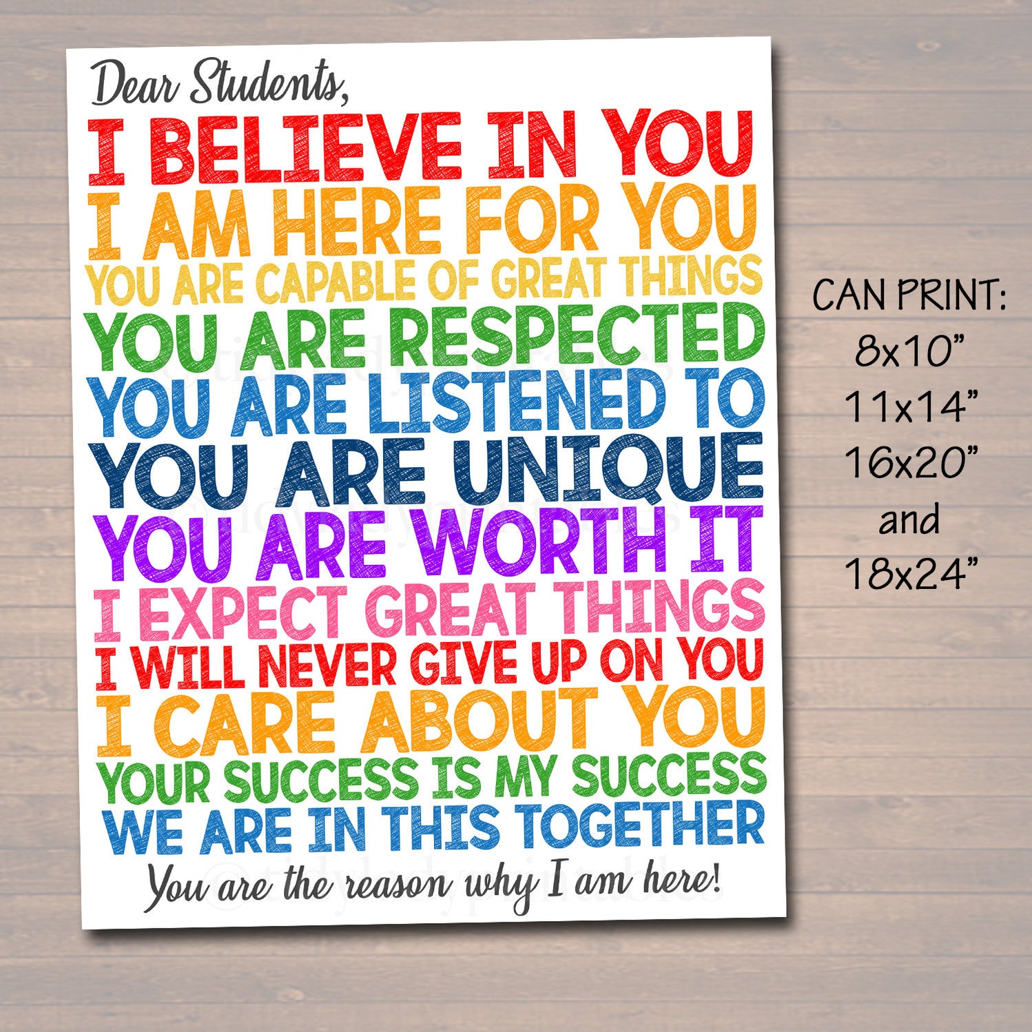 Dear Students Classroom Teacher Poster | TidyLady Printables