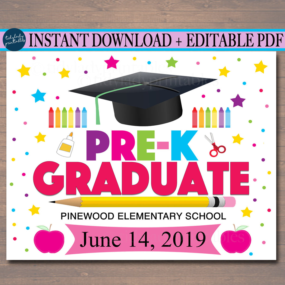 Last Day Of PreK Graduation Photo Sign | TidyLady Printables