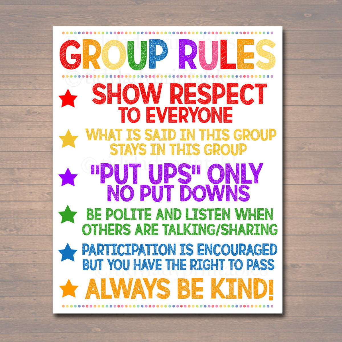 Group Rules Confidentiality Poster | TidyLady Printables
