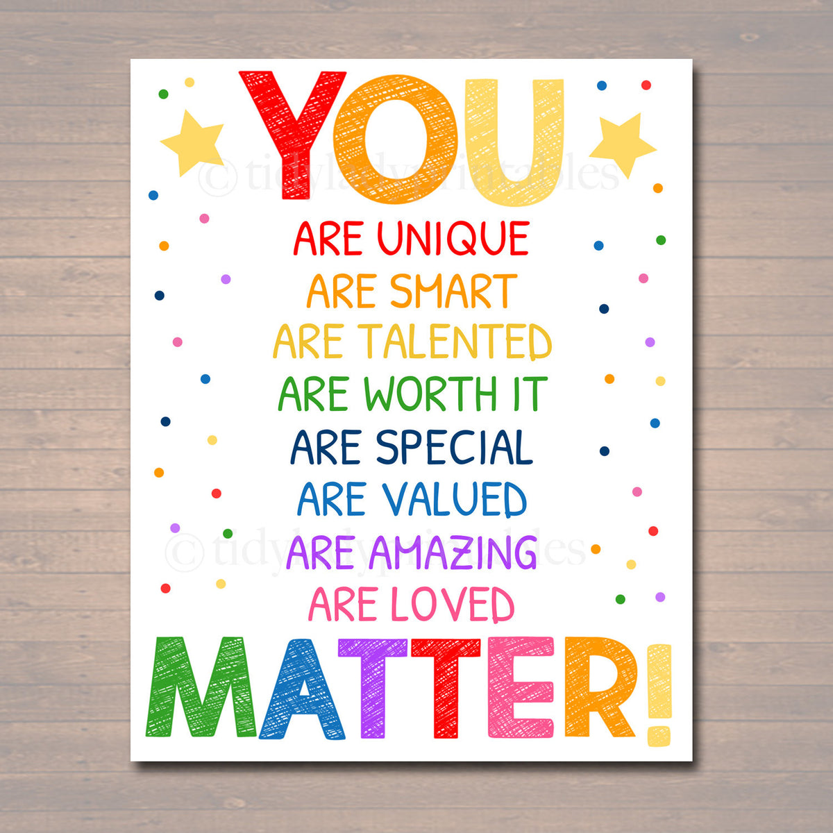 YOU MATTER School Classroom Poster | TidyLady Printables