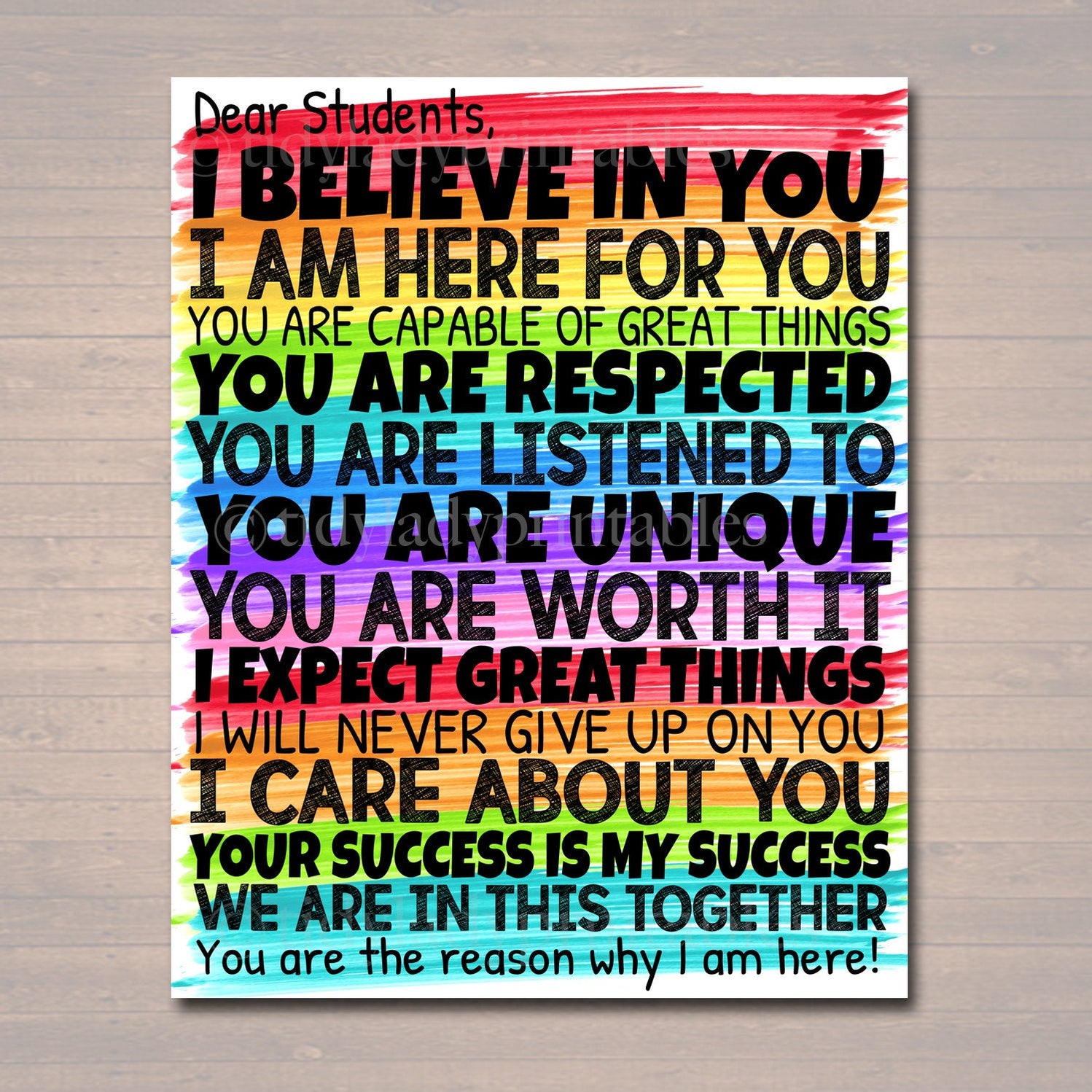 Rainbow Theme Classroom Poster | Tidylady Printables — TidyLady Printables