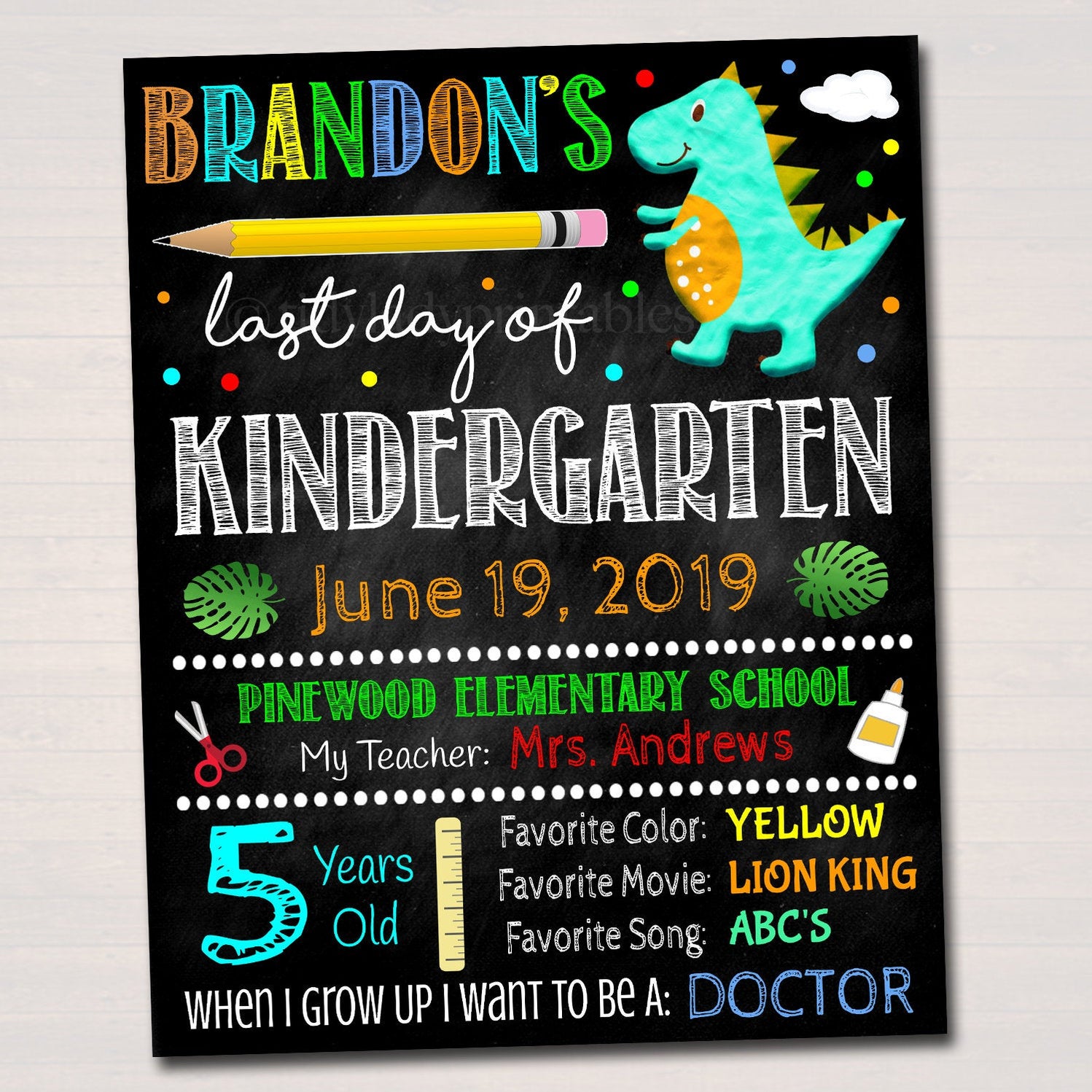 Dinosaur Back to School Sign | TidyLady Printables