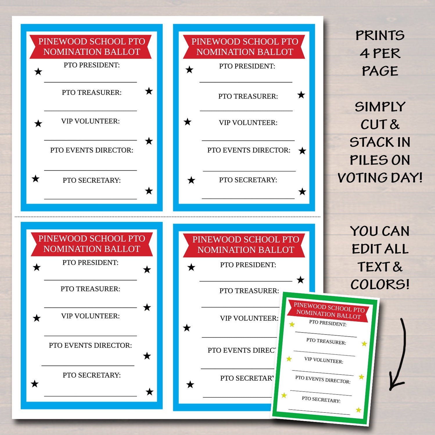 PTO - PTA Voting Election Flyer and Ballot Printable Sheets — TidyLady ...