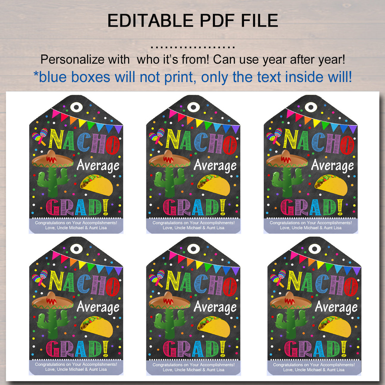 Nacho Average Grad Gift Tag | TidyLady Printables