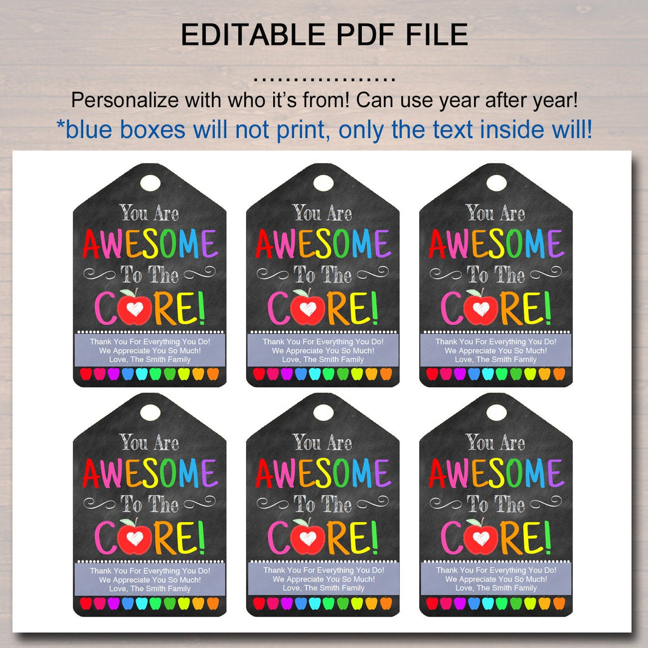 "You Are Awesome to The Core" Printable Teacher Gift Tags — TidyLady ...