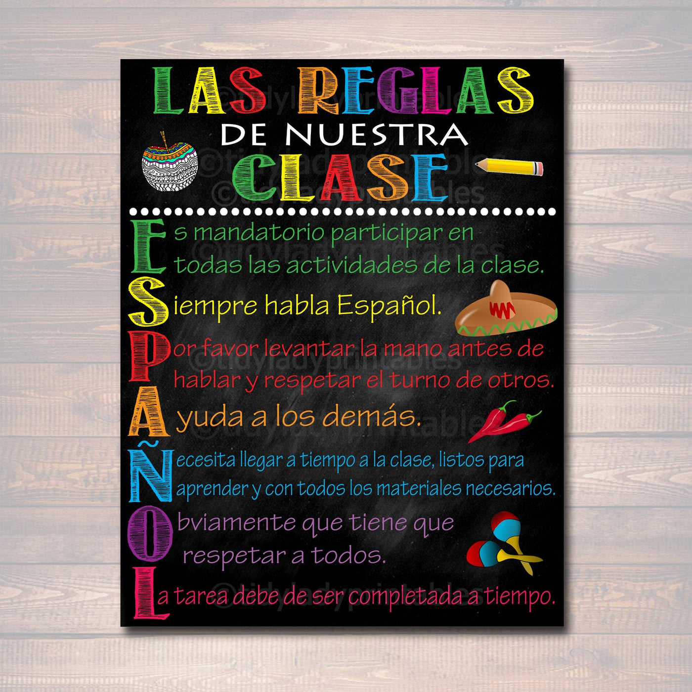 Español Classroom Rules Poster | TidyLady Printables