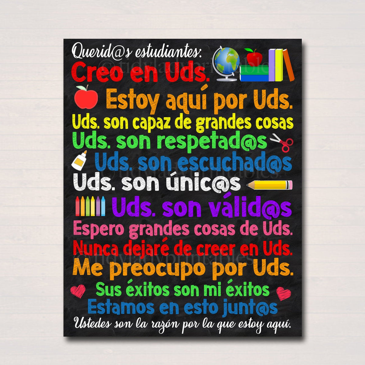 Spanish Dear Students Classroom Teacher Poster Sign — TidyLady Printables