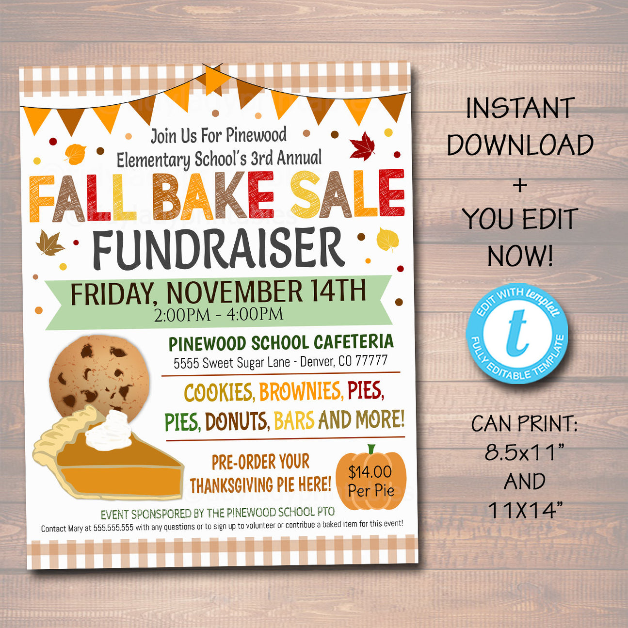 Fall Bake Sale Flyer | TidyLady Printables