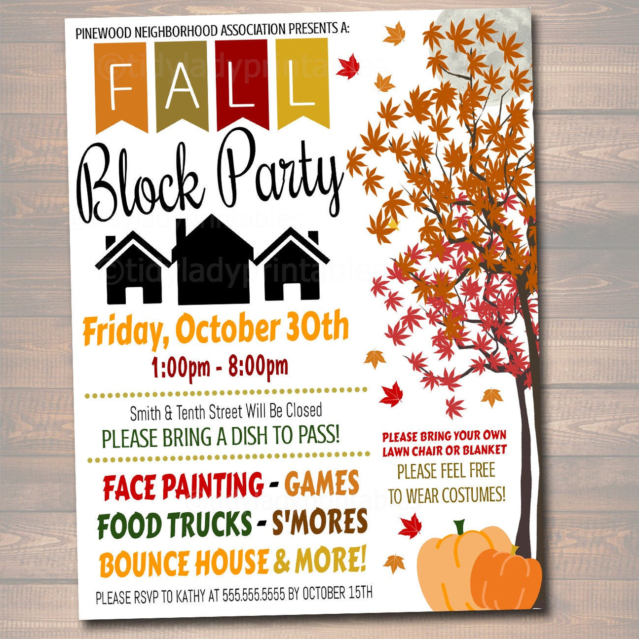 Fall Block Party Festival Harvest Invite | TidyLady Printables