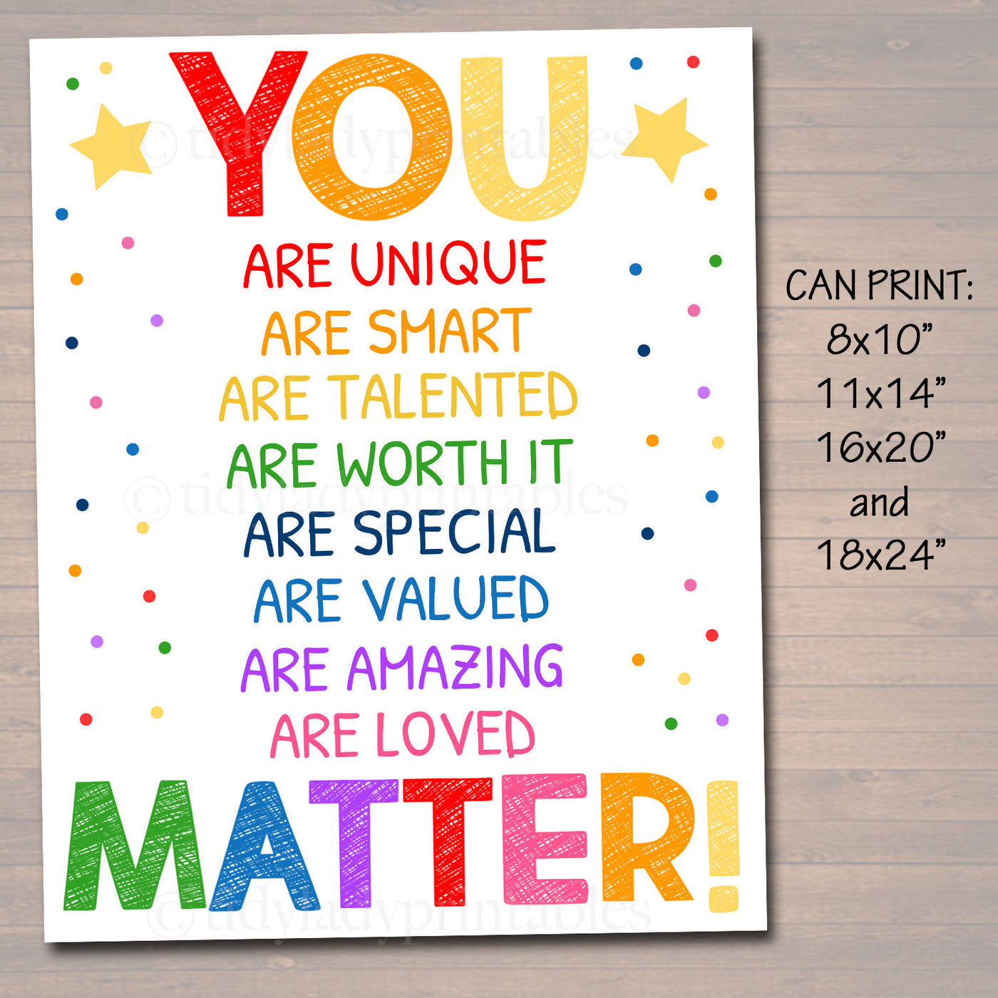 YOU MATTER School Classroom Poster | TidyLady Printables