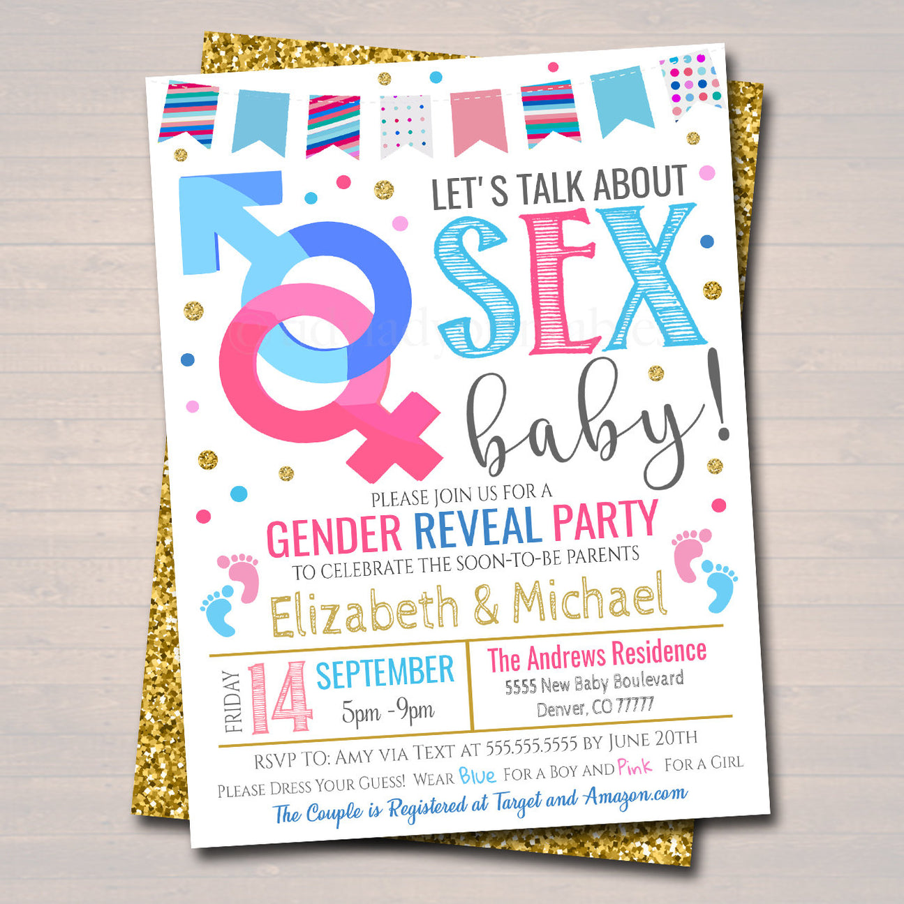 Gender Reveal Party Invitation - Editable Template — TidyLady Printables