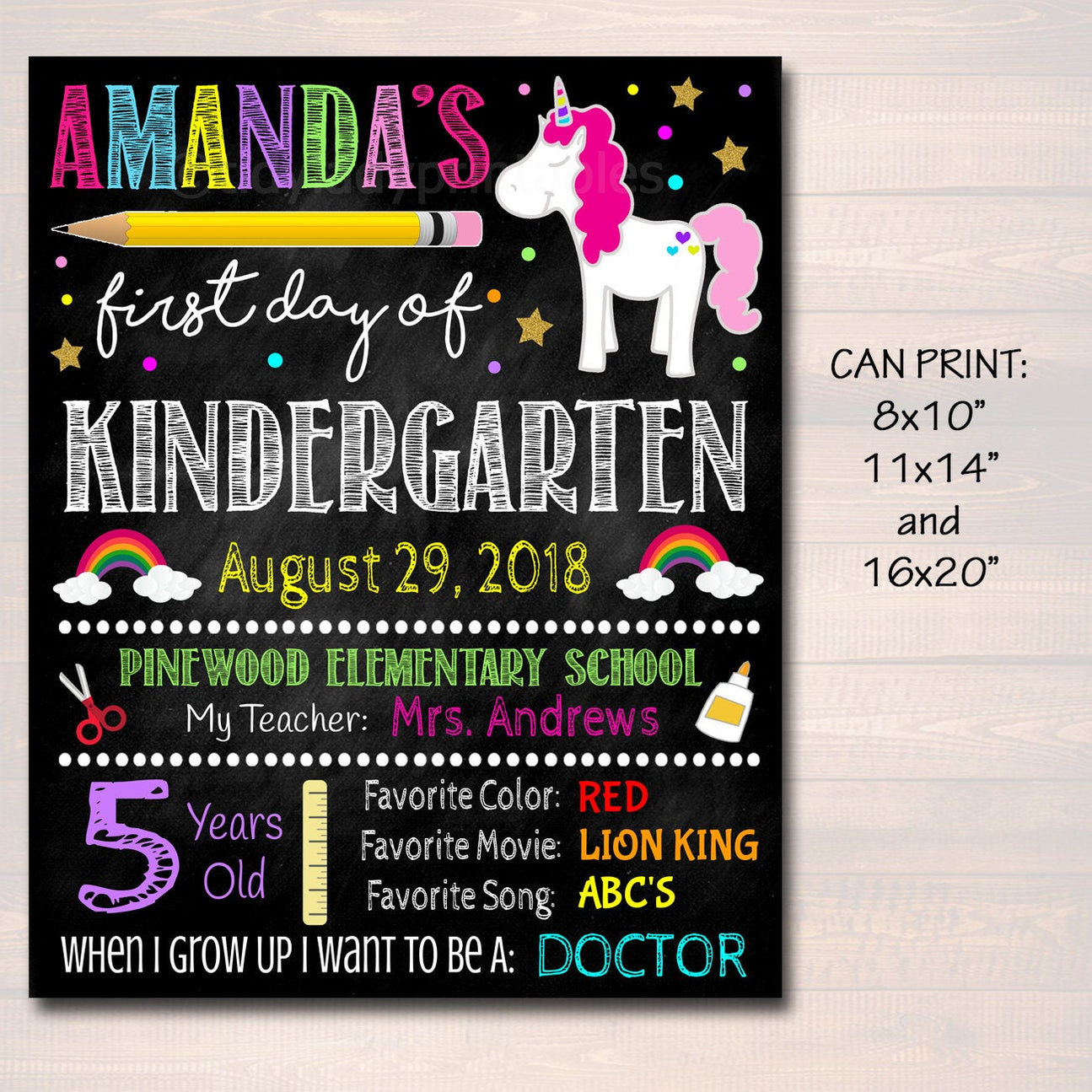 Unicorn Back to School Sign - First Day Of School Printable — TidyLady ...